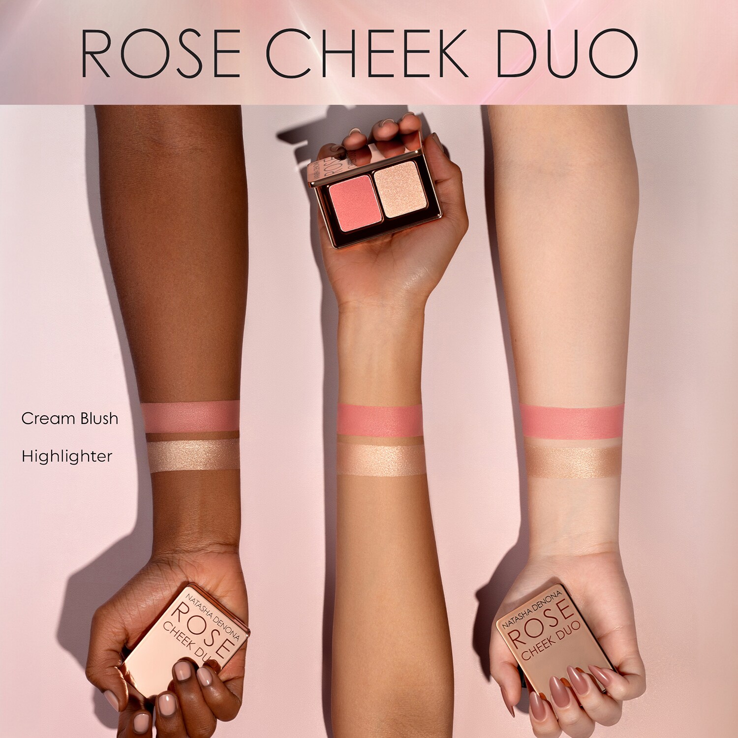 Mini Rose Cheek Duo - ozdobny - kremowy róż do policzków i rozświetlacz ...